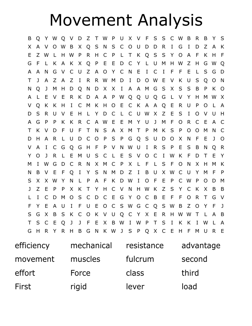 Movement Analysis Word Search - WordMint