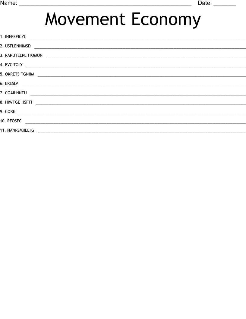 Movement Economy Word Scramble - WordMint