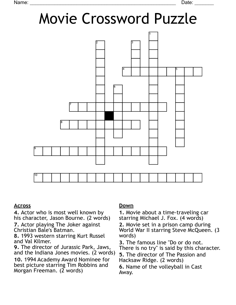 Small Part In A Movie Crossword Clue Virginiaintheraw