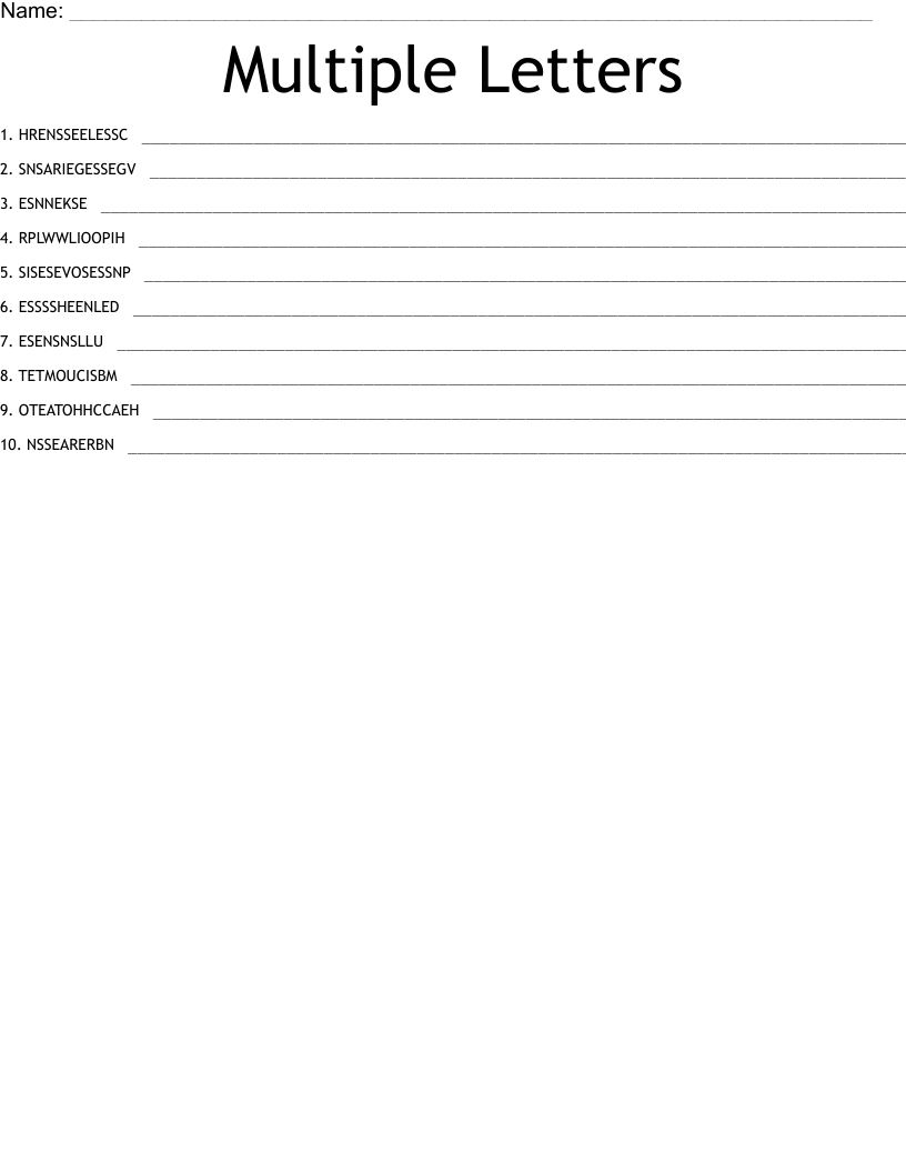 Multiple Letters Word Scramble - WordMint