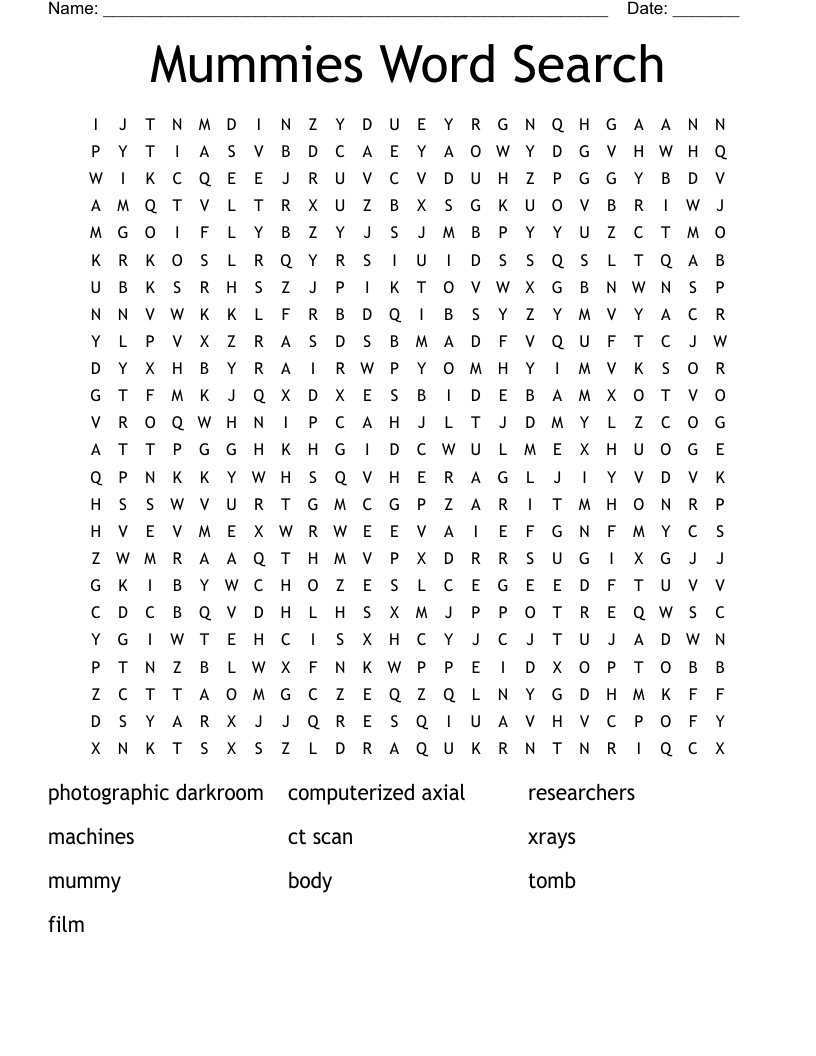 Mummies Word Search WordMint Mummies Word Search WordMint