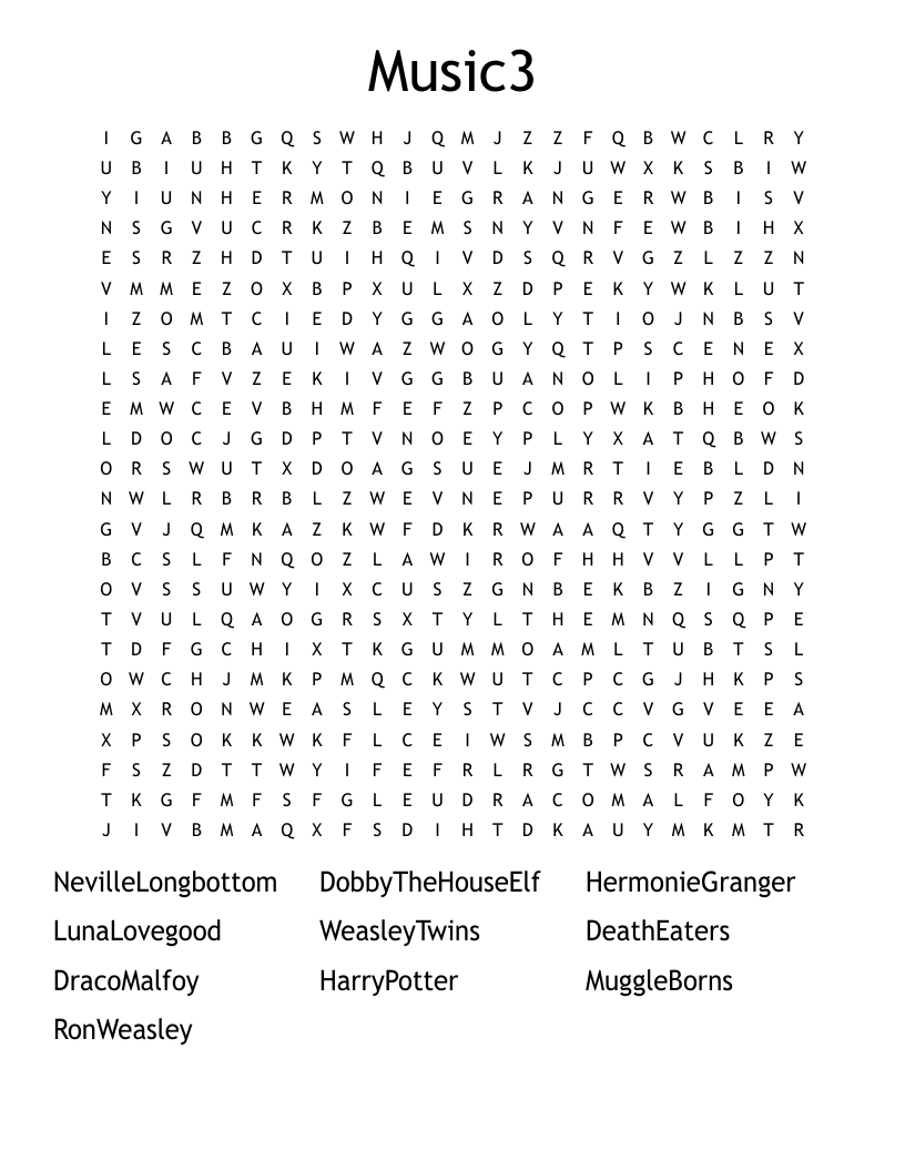 Music3 Word Search - WordMint