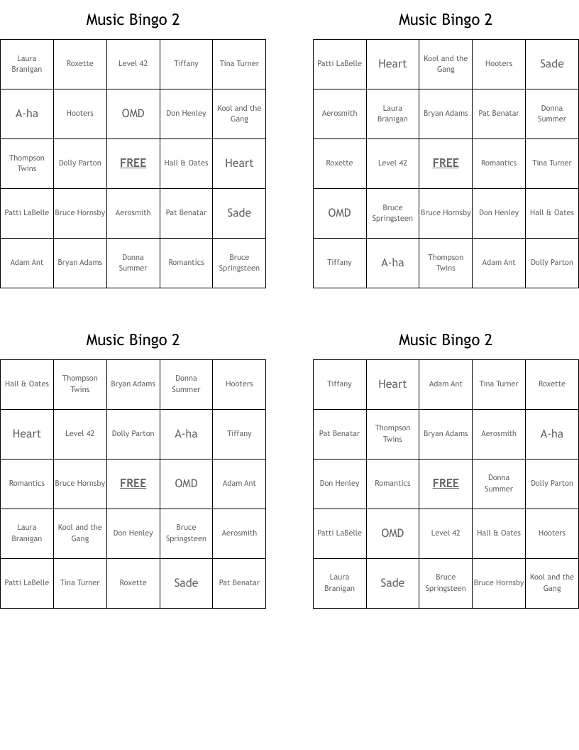 Music Bingo 2 - WordMint