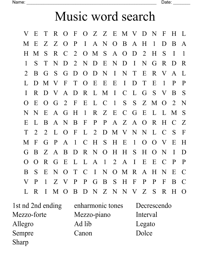 Music word search - WordMint