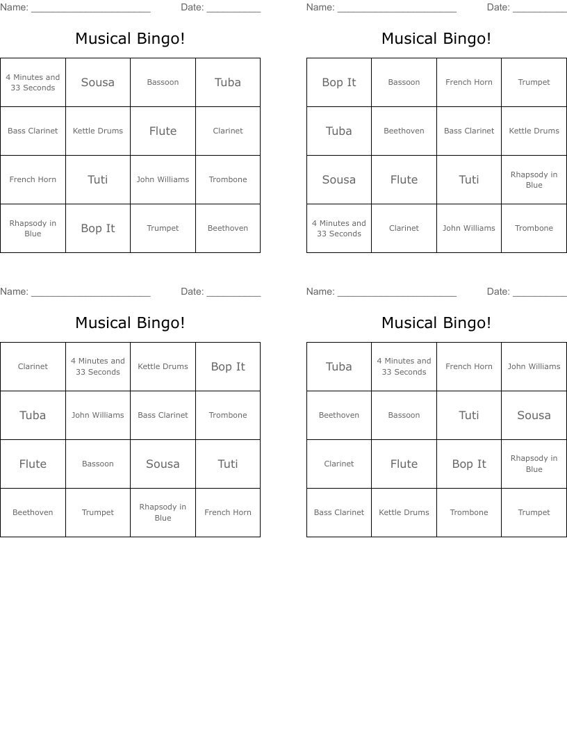 Musical Bingo! - WordMint