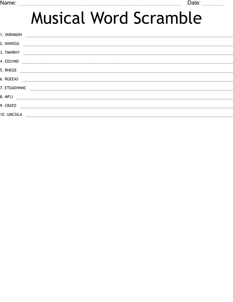 Musical Word Scramble - WordMint
