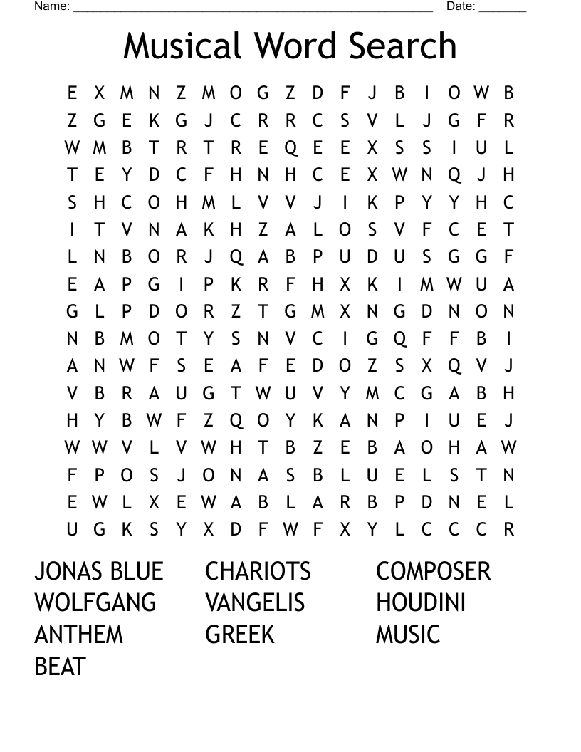 Musical Word Search - WordMint