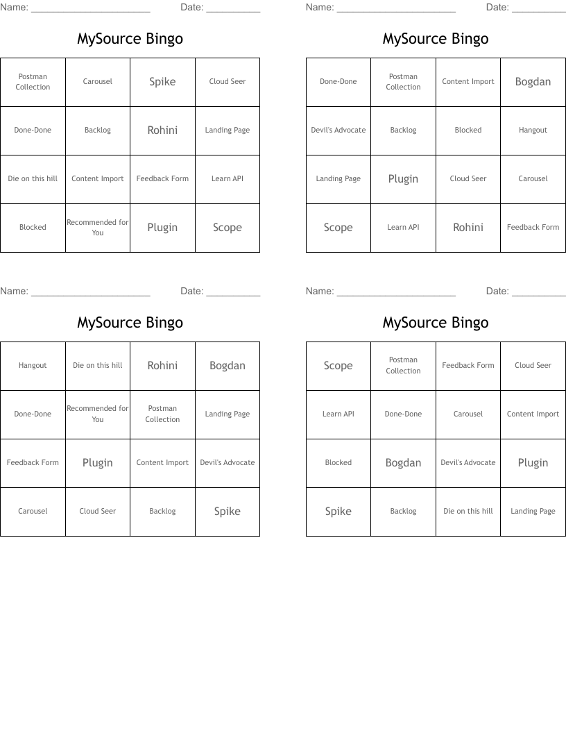 MySource Bingo - WordMint