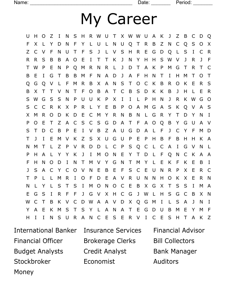 My Career Word Search WordMint