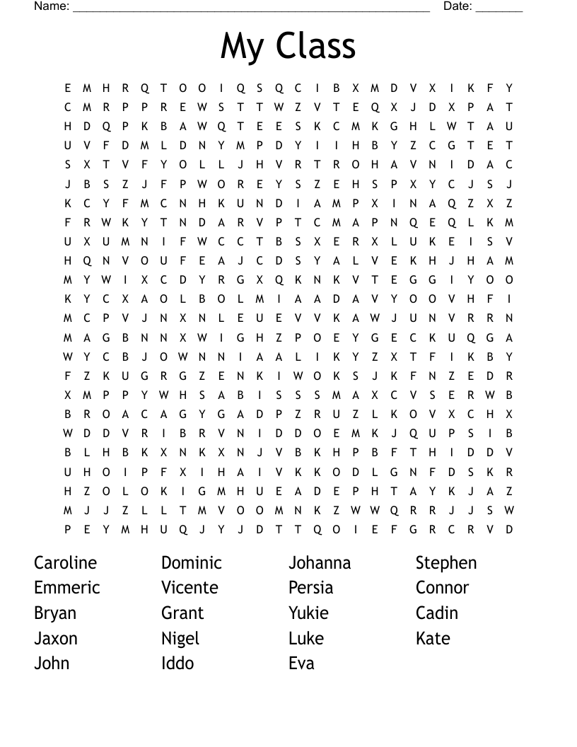 My Class Word Search - WordMint