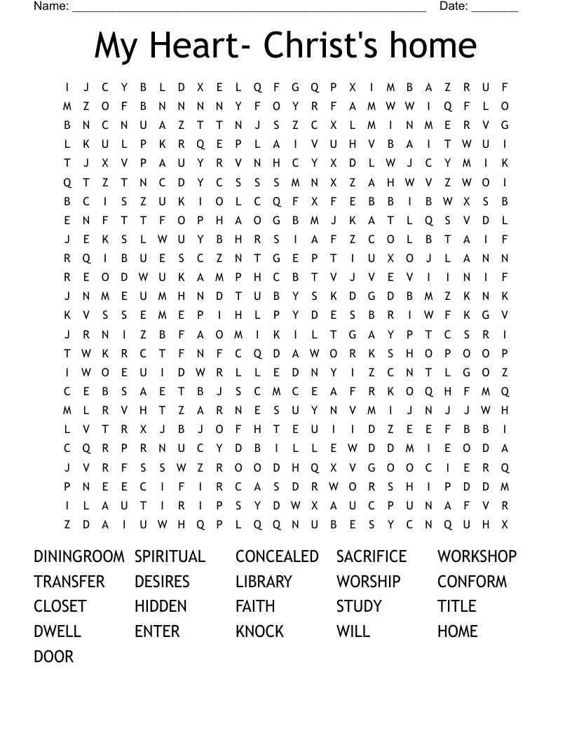 My Heart- Christ's home Word Search - WordMint