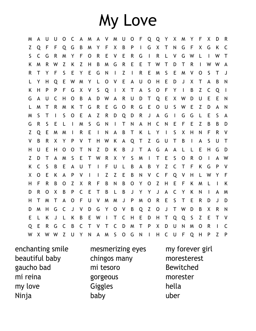 My Love Word Search - WordMint