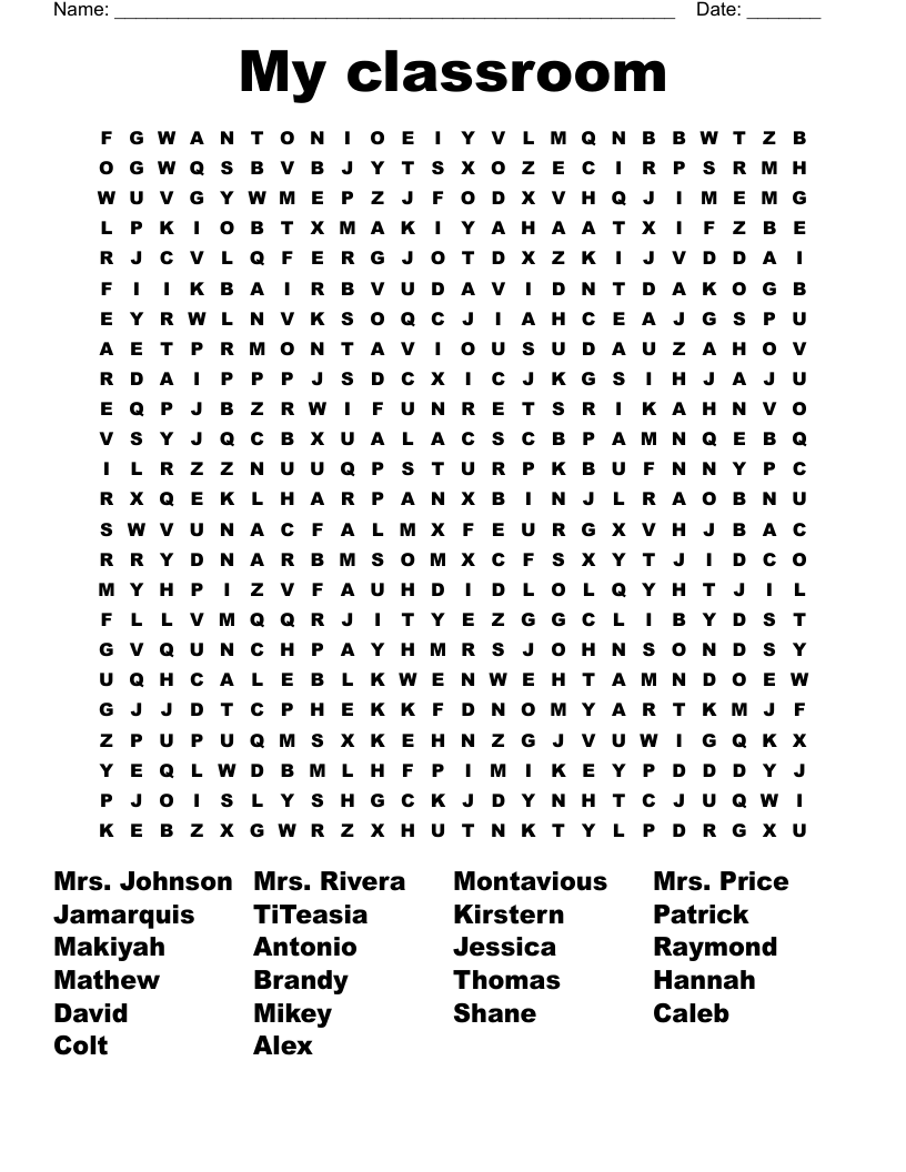 My classroom Word Search - WordMint