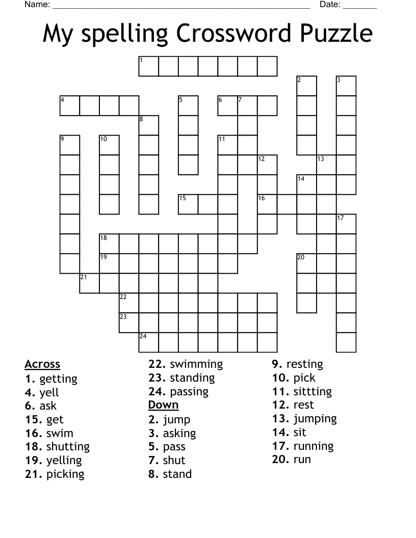 My Spelling Crossword Puzzle WordMint
