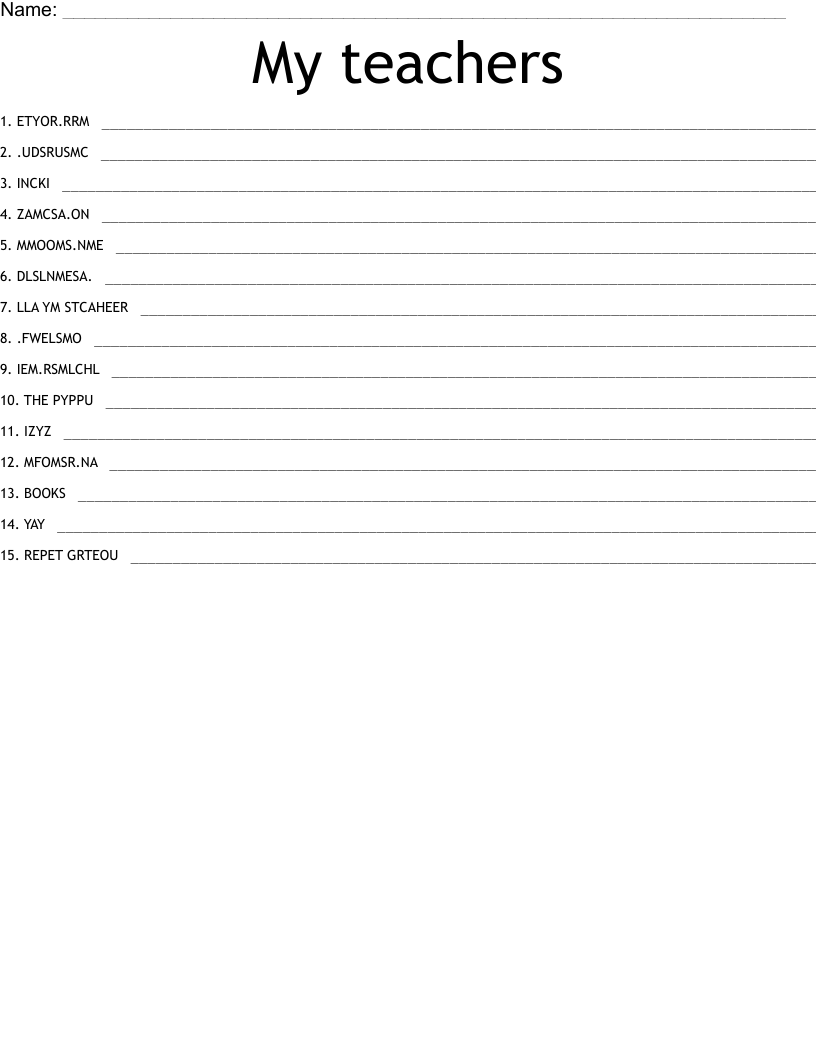 My teachers Word Scramble - WordMint