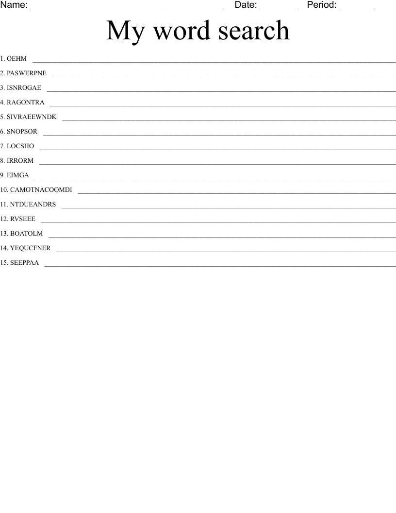 My word search Word Scramble - WordMint
