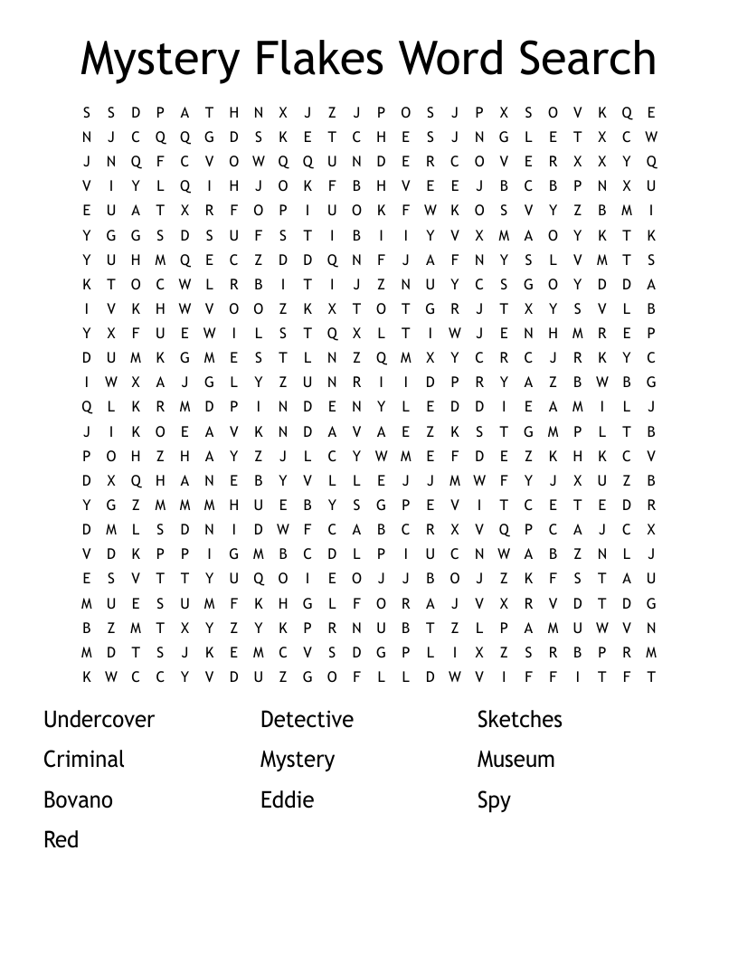 Mystery Flakes Word Search - WordMint