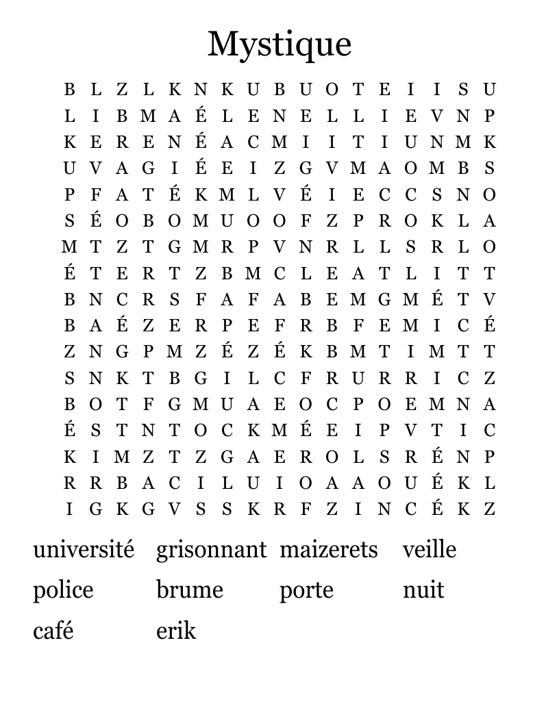 Mystique Word Search - WordMint