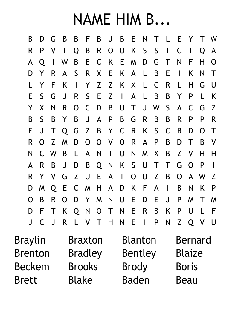 NAME HIM B... Word Search - WordMint