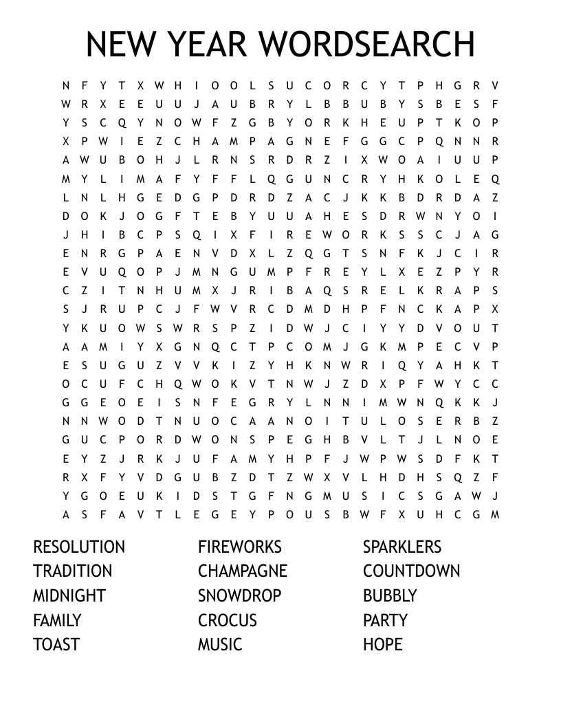 NEW YEAR WORDSEARCH - WordMint