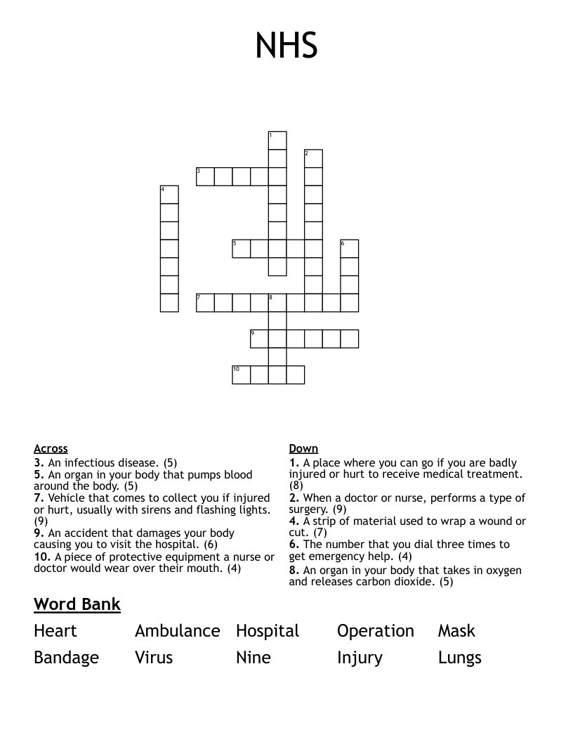 NHS Crossword - WordMint