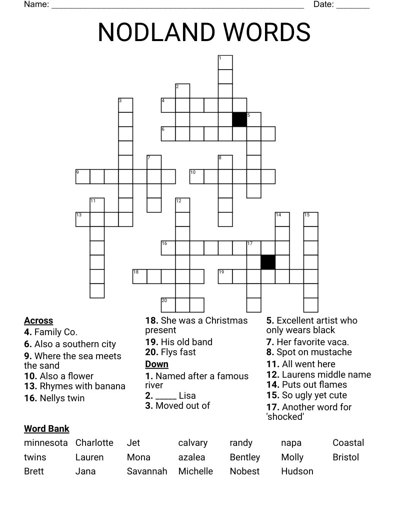 NODLAND WORDS Crossword WordMint nodland-words-crossword-wordmint