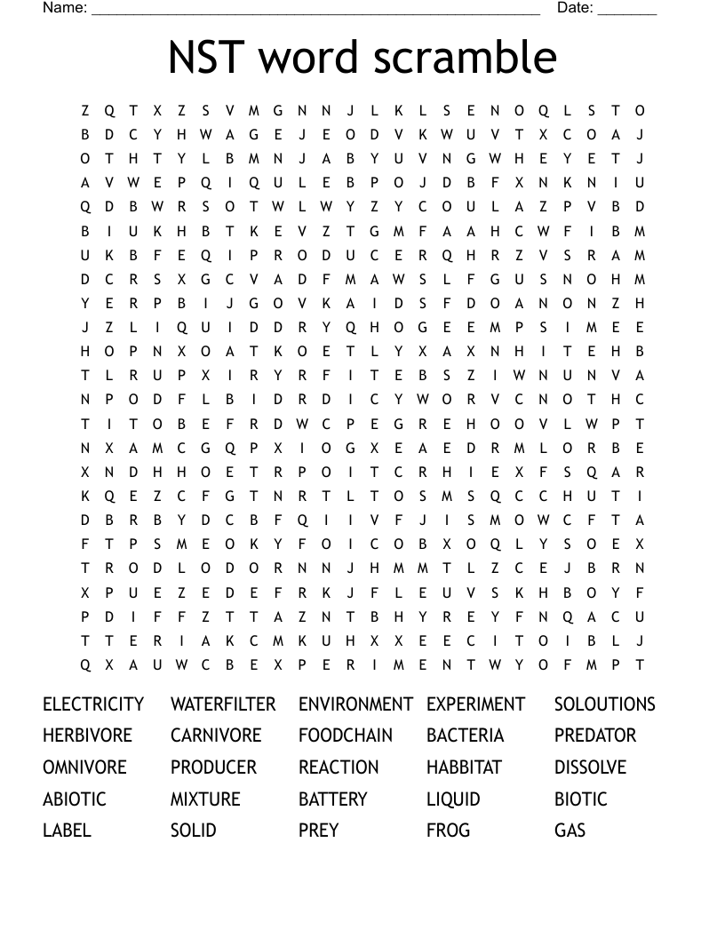 NST word scramble Word Search - WordMint