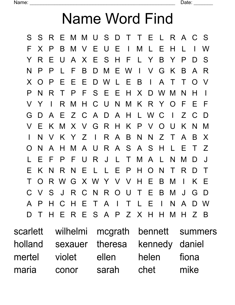 Name Word Find Word Search WordMint