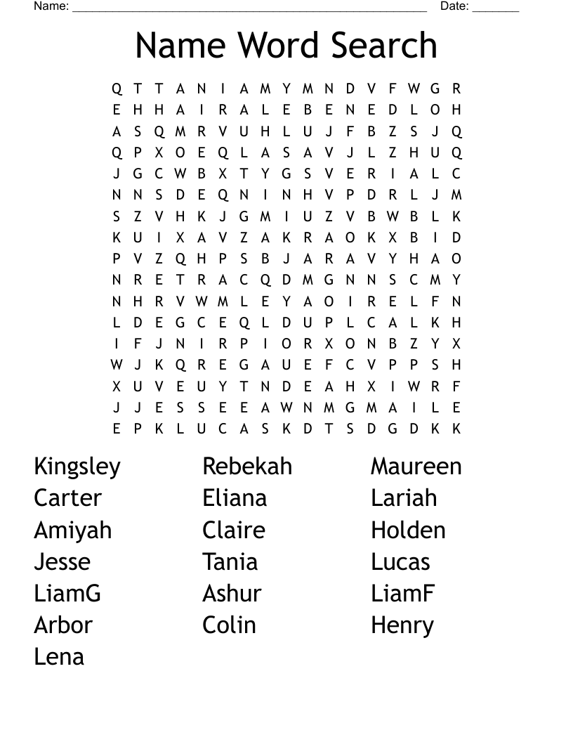 Name Word Search - WordMint