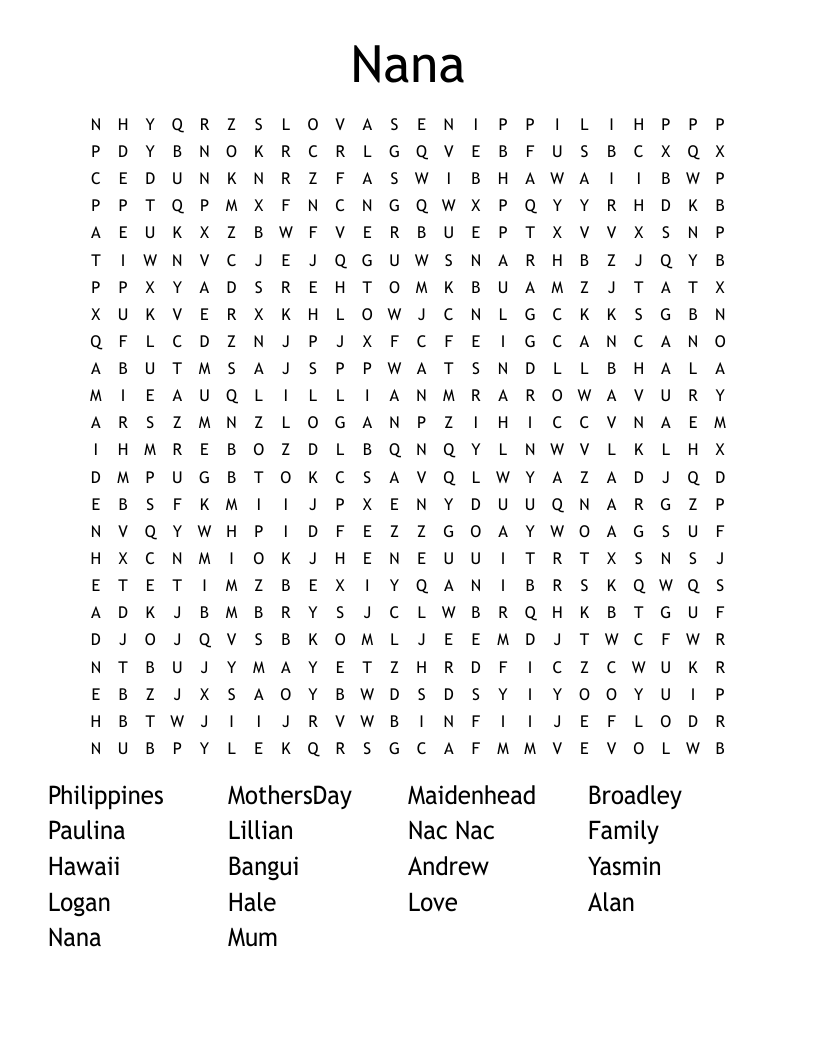 Nana Word Search - WordMint
