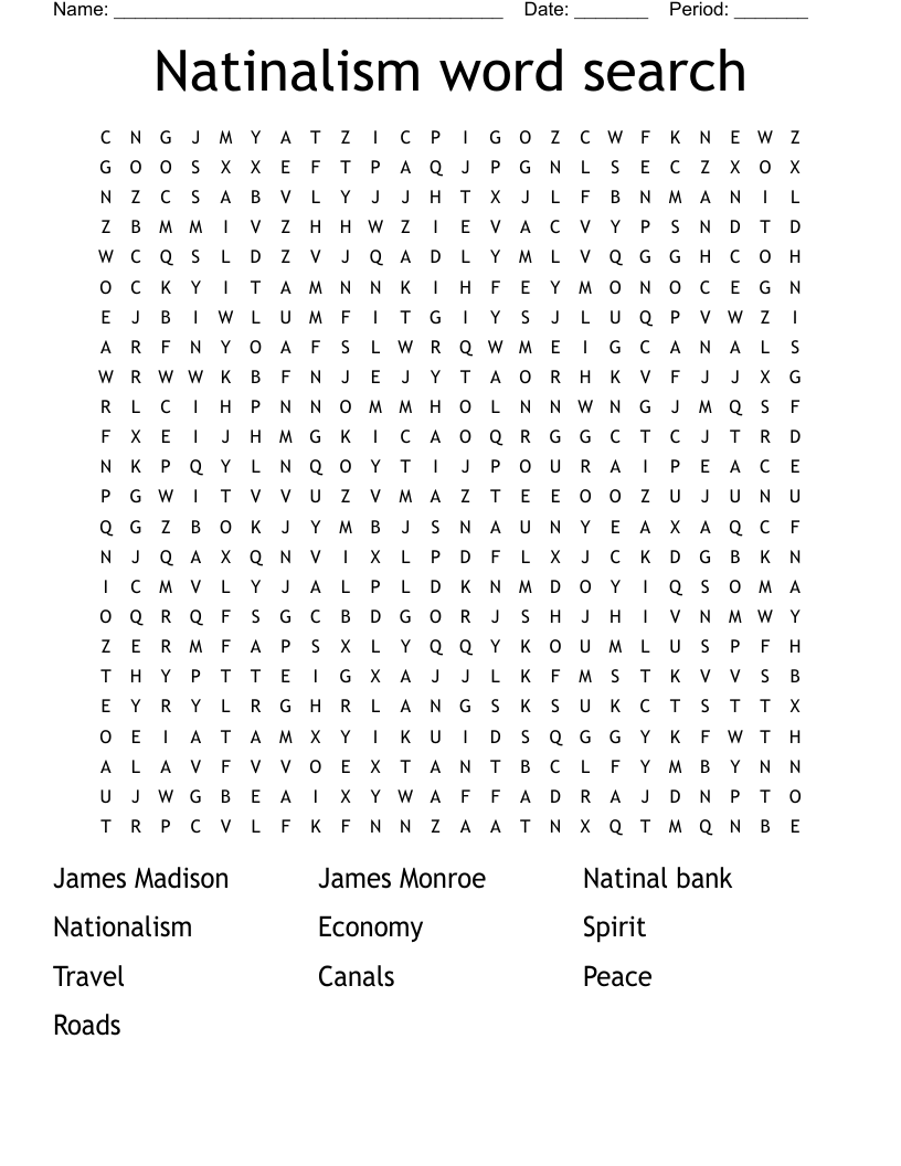 Natinalism word search - WordMint