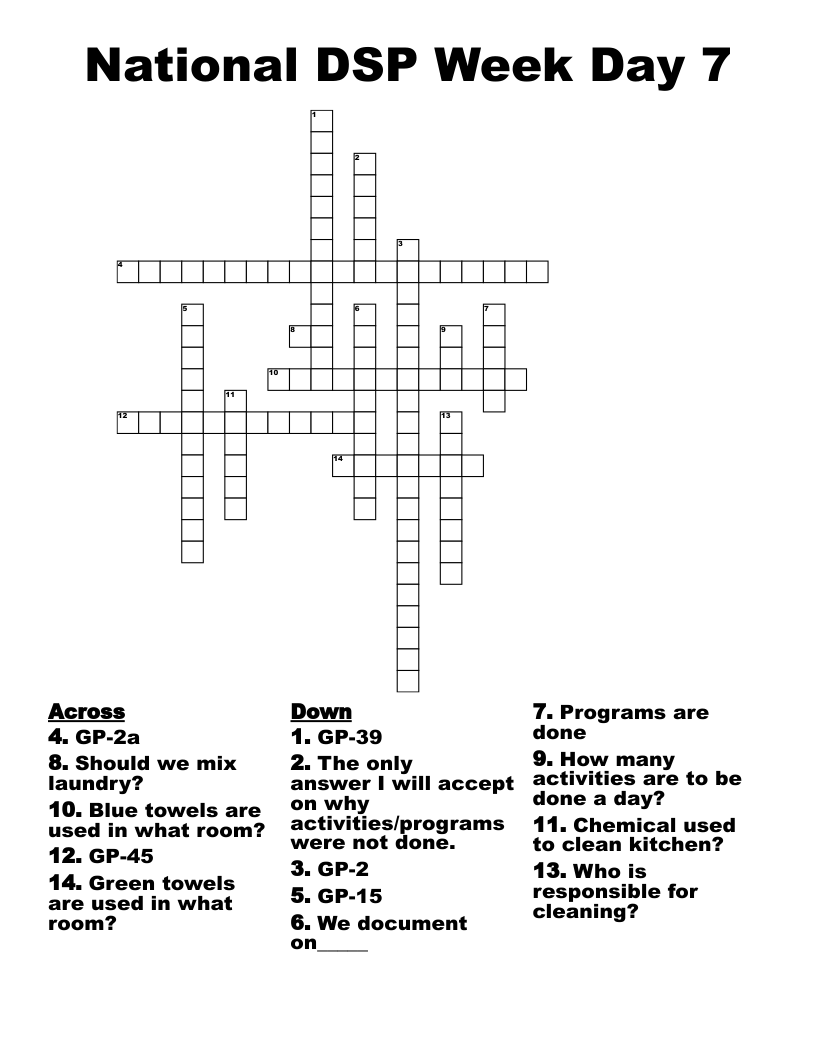 National DSP Week Day 7 Crossword - WordMint