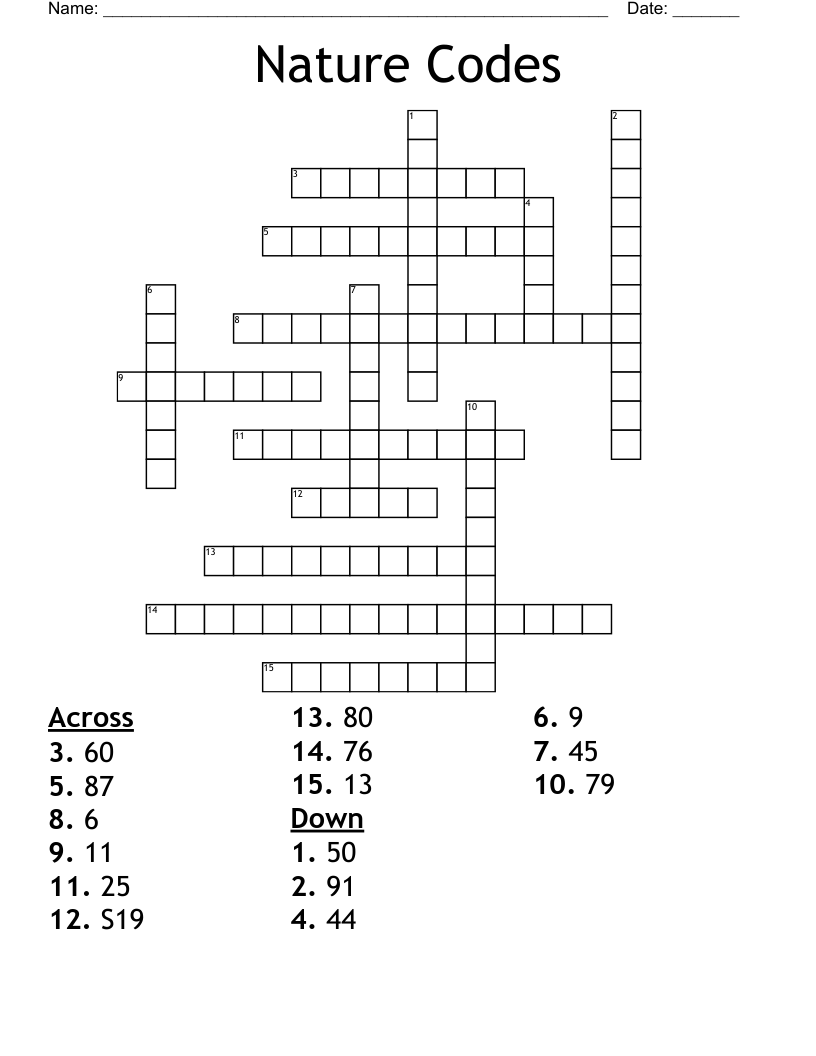 Nature Codes Crossword WordMint