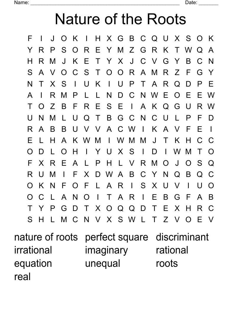Nature Of The Roots Word Search WordMint
