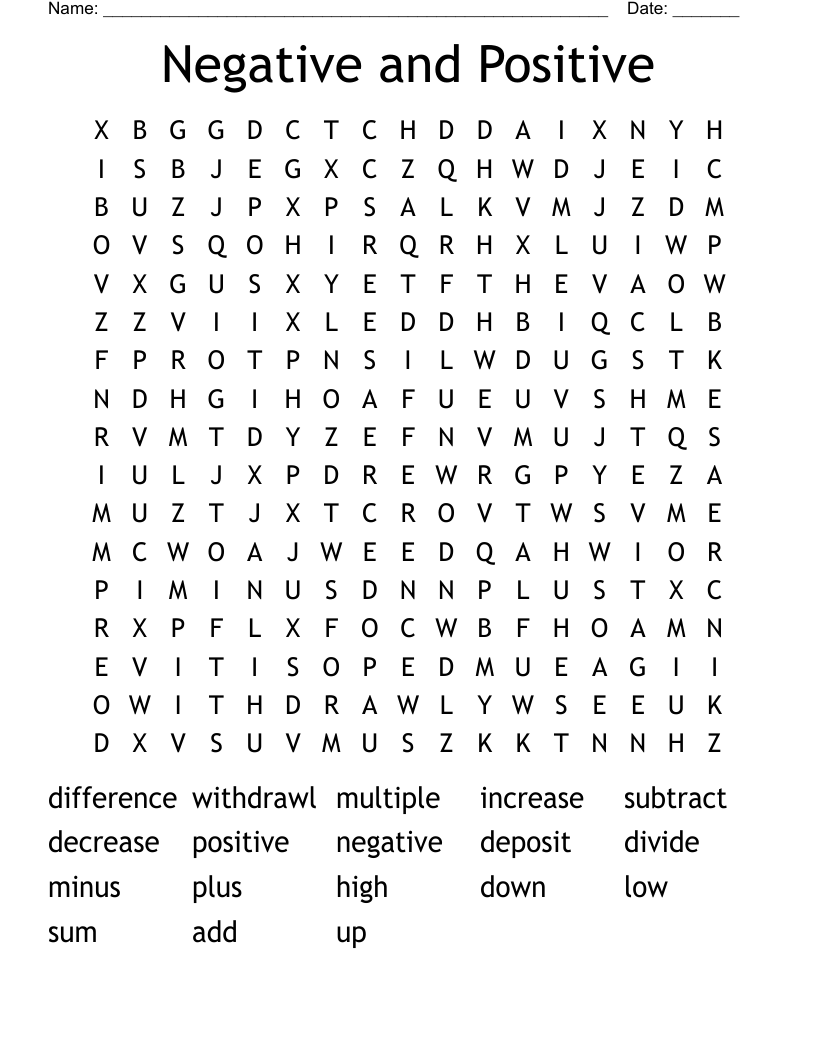 Negative and Positive Word Search - WordMint