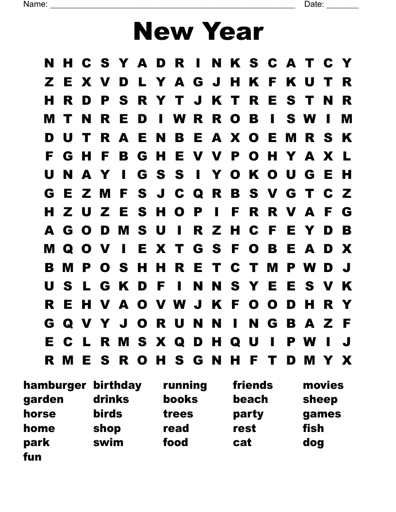 New Year Word Search - WordMint