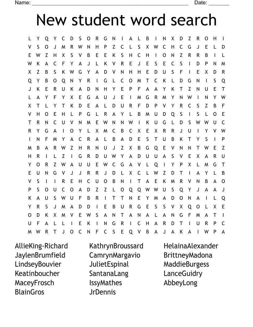 New student word search - WordMint