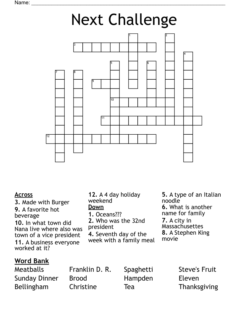 Next Challenge Crossword - WordMint