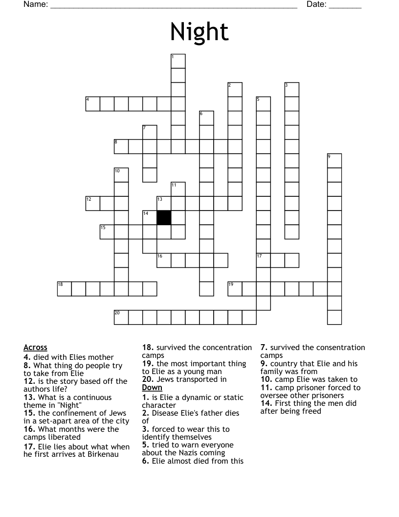 Night Crossword - WordMint
