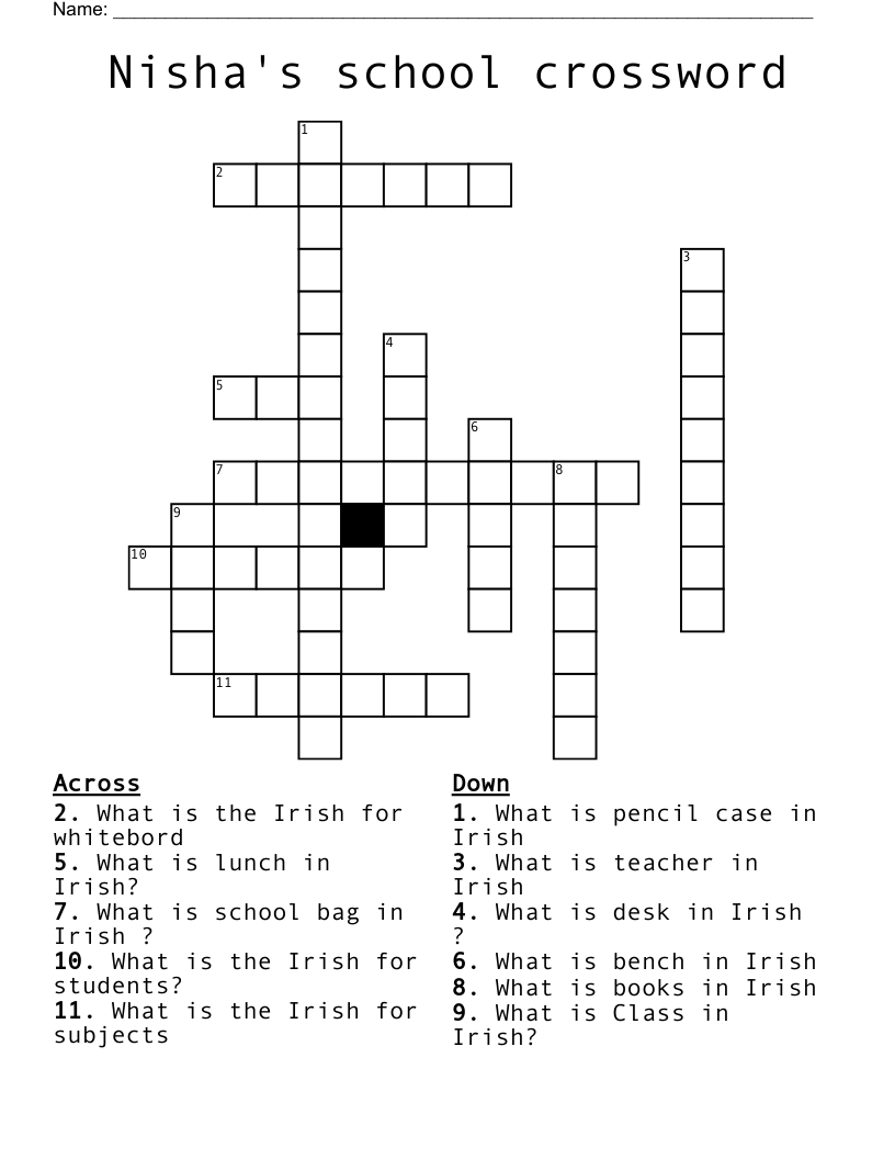 Nisha s School Crossword WordMint