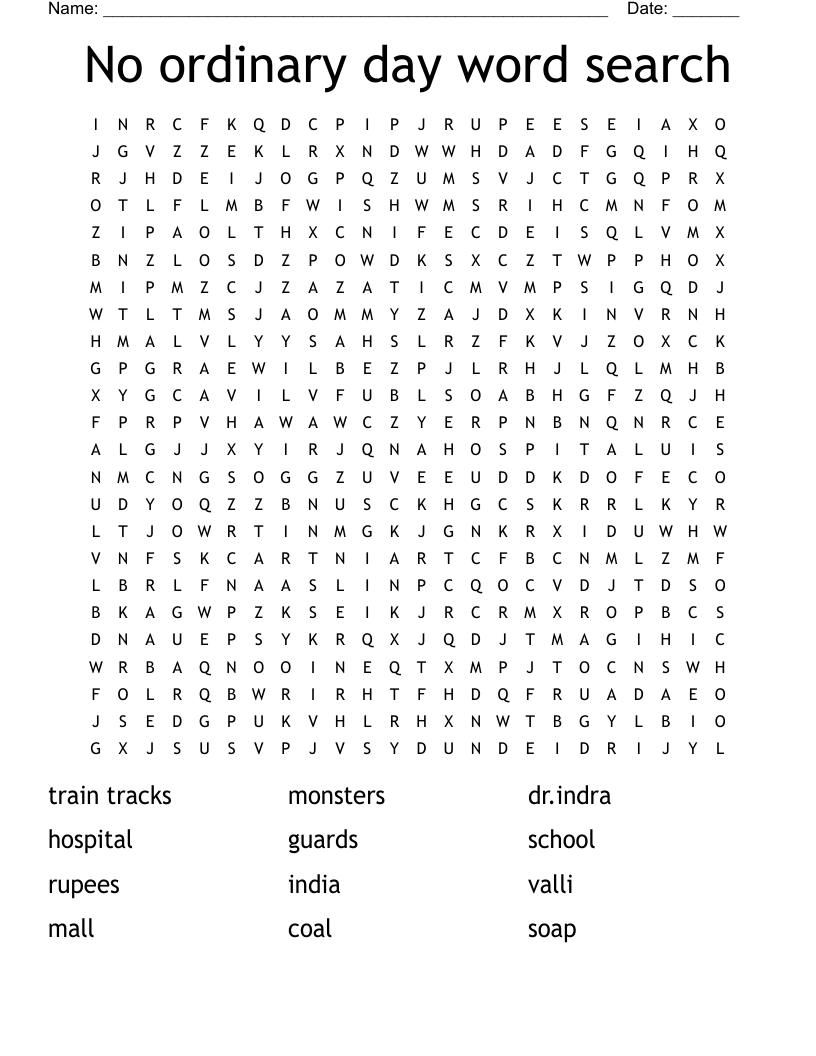 No Ordinary Day Word Search WordMint no-ordinary-day-word-search-wordmint