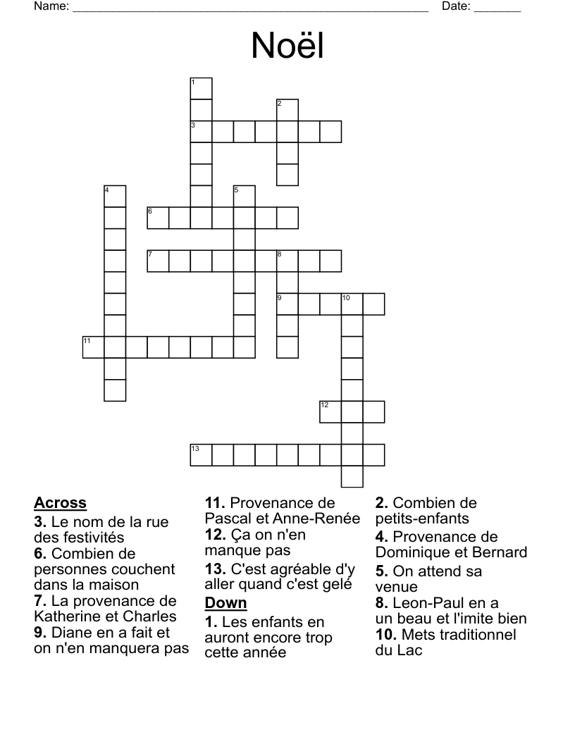 Noël Crossword - WordMint