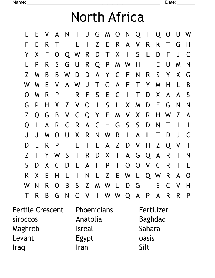 North Africa Word Search - WordMint