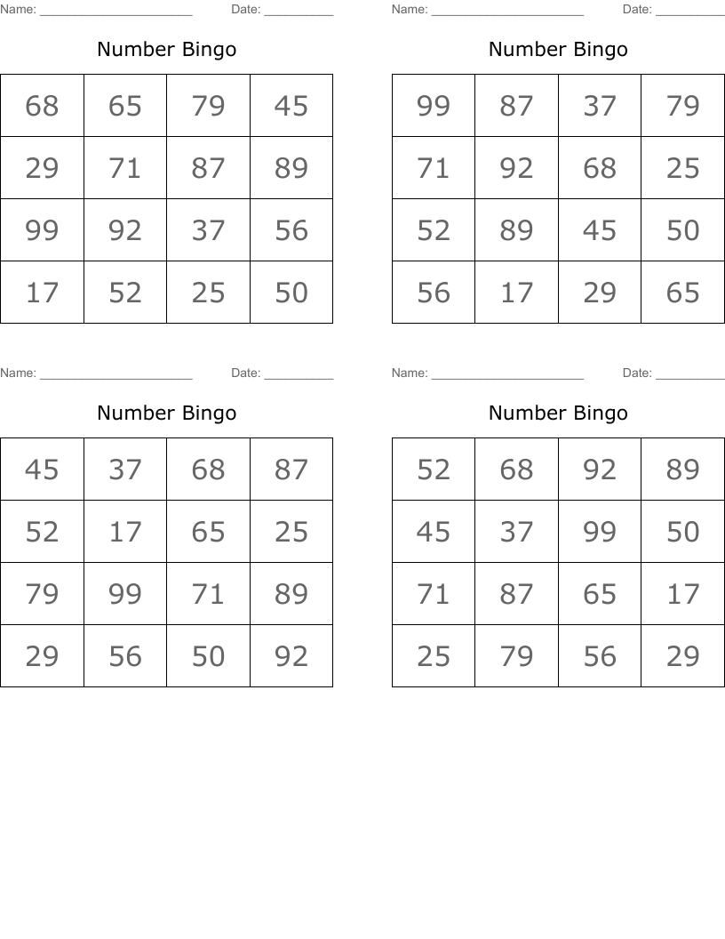 Number Bingo - WordMint