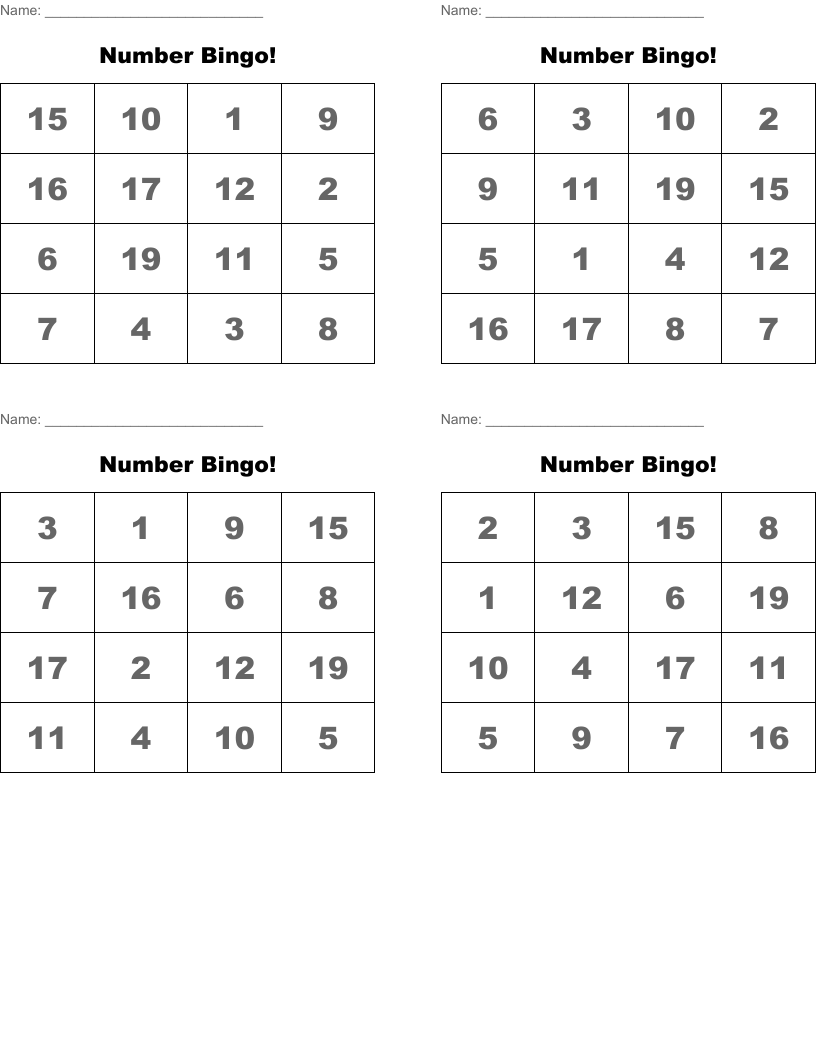 Number Bingo! - WordMint