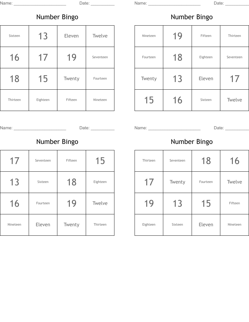 Number Bingo - WordMint