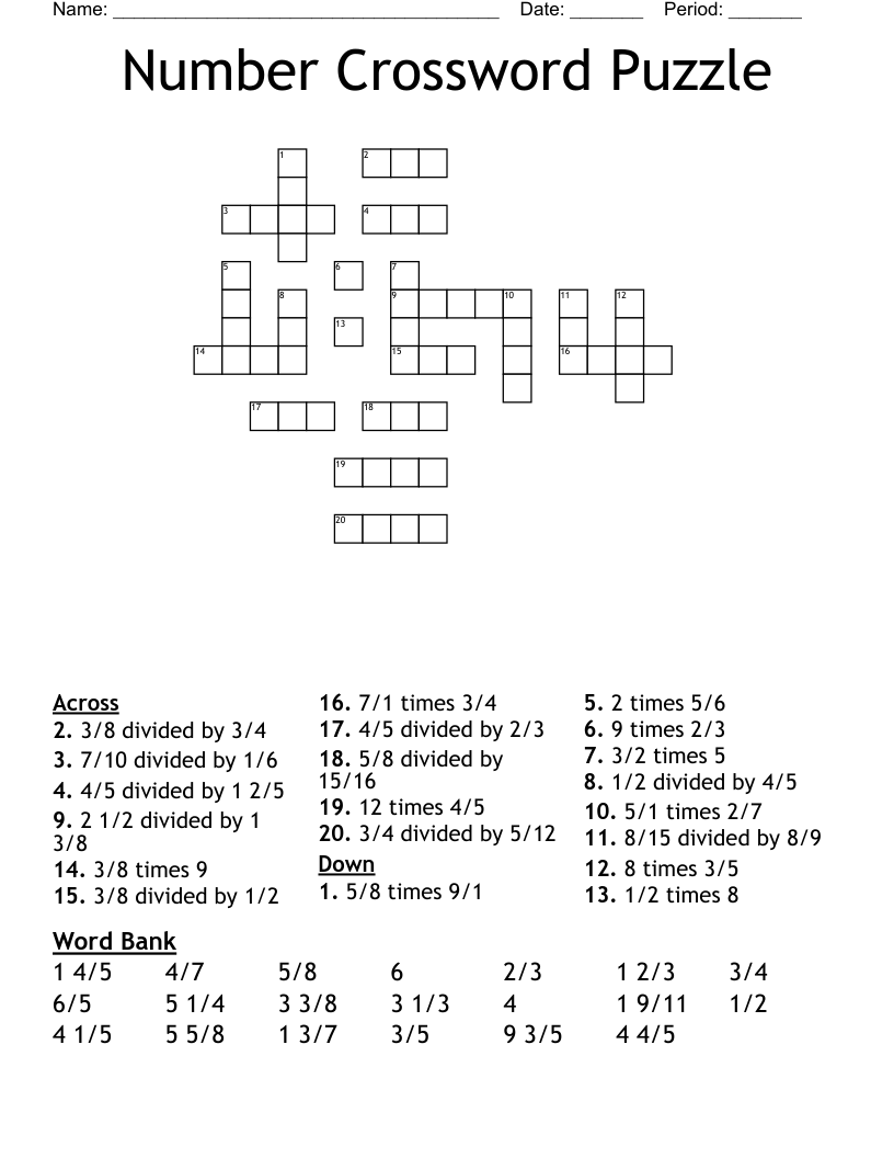 Number Crossword Puzzle WordMint