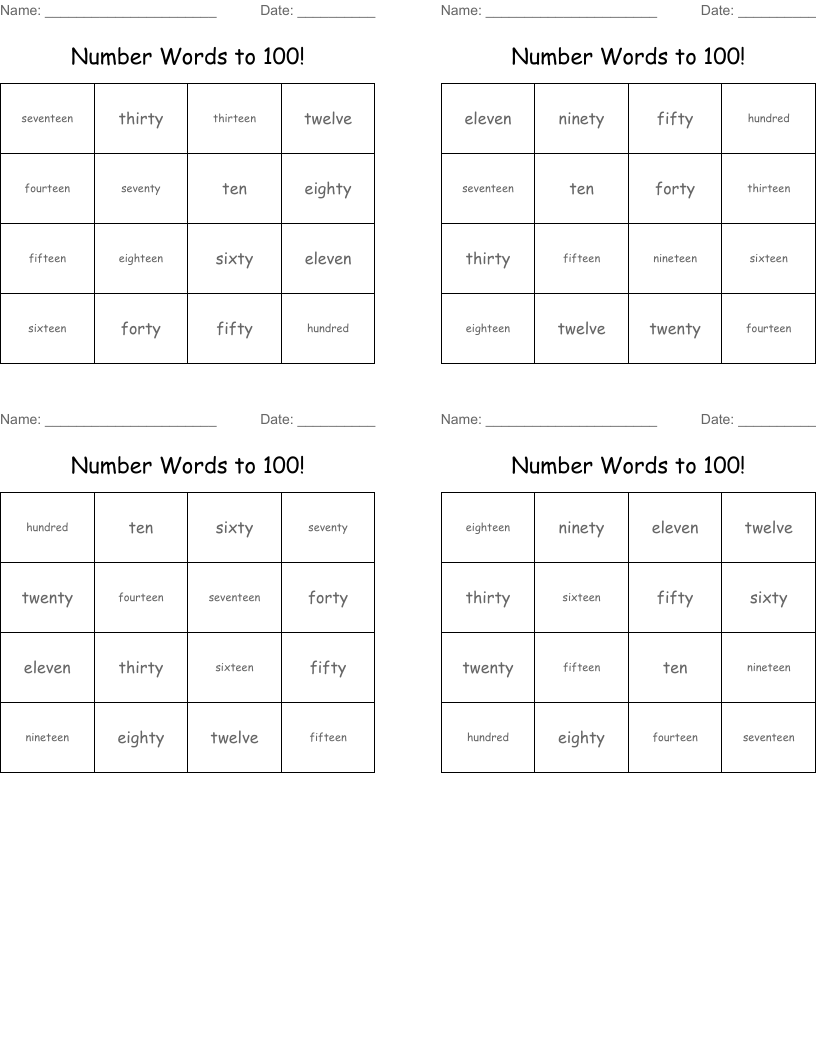 Number Words Word Search WordMint