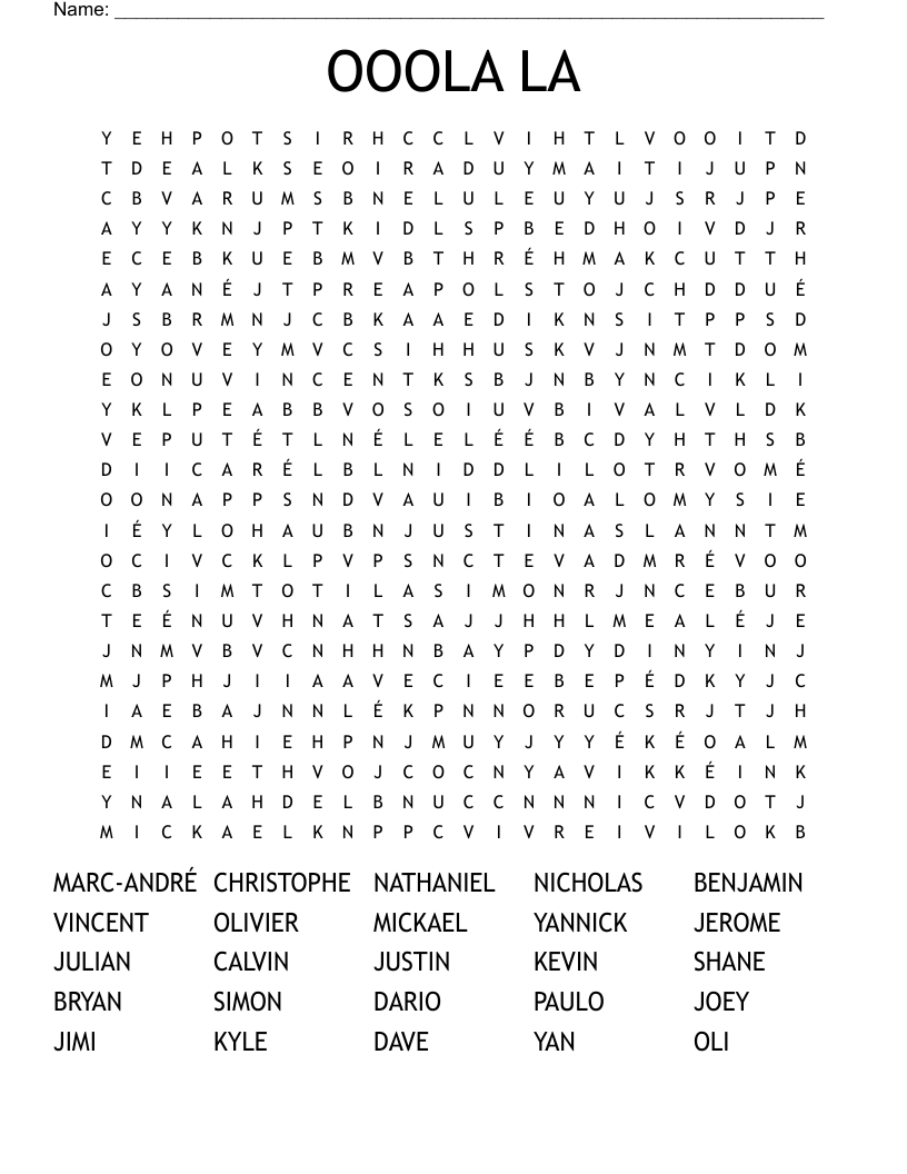 OOOLA LA Word Search - WordMint