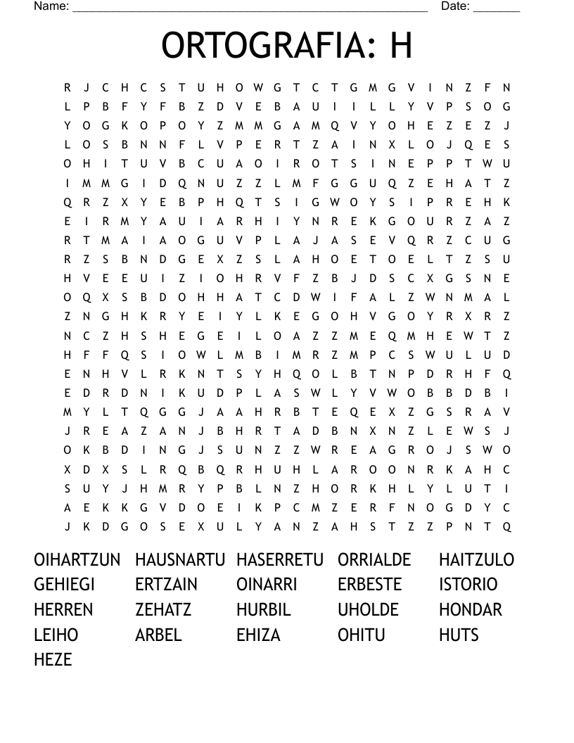 ORTOGRAFIA: H Word Search - WordMint